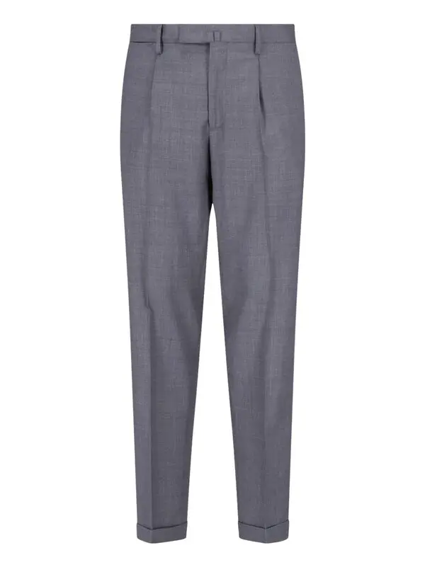 BRIGLIA 1949 Grey Virgin Wool Tailored Straight Pants - Gray
