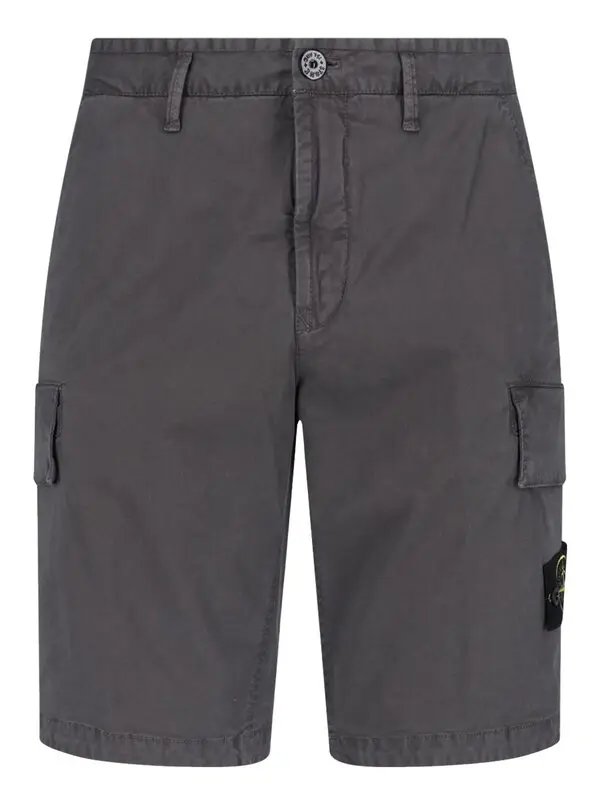 Stone Island Compass Logo Cargo Shorts - Gray