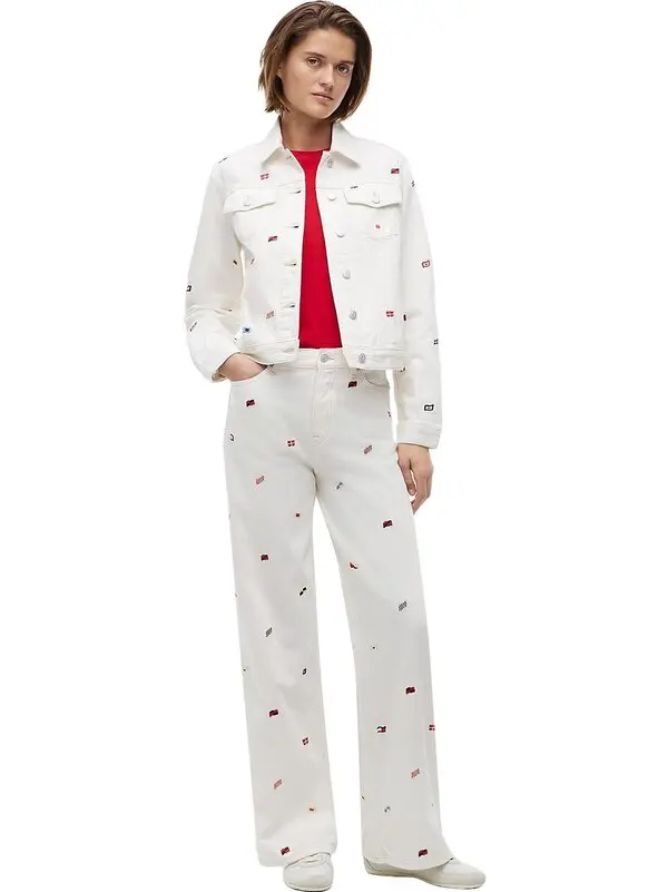 Tommy Hilfiger Sailing Flag Wide Leg Jeans - White Denim