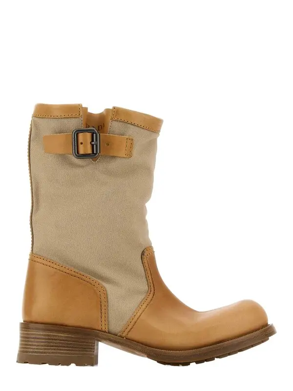 Prada Two-tone Canvas And Leather Boots - Multicolor