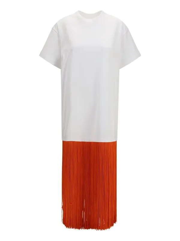 Alaïa Fringed T-shirt Dress - White