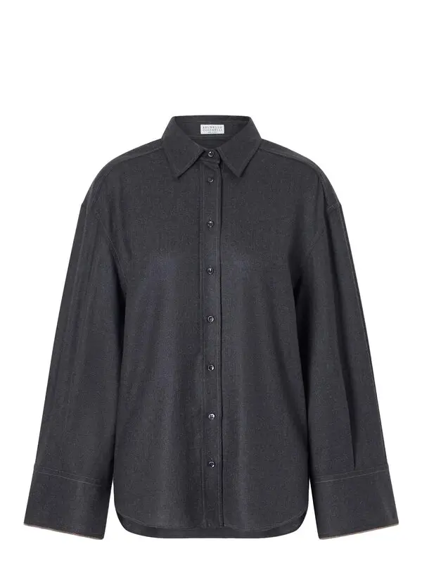 Brunello Cucinelli Oversized Wool Shirt - Gray