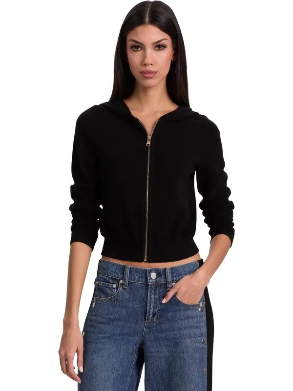 Alice + Olivia Dollie Cashmere Zip-up Hoodie - Black