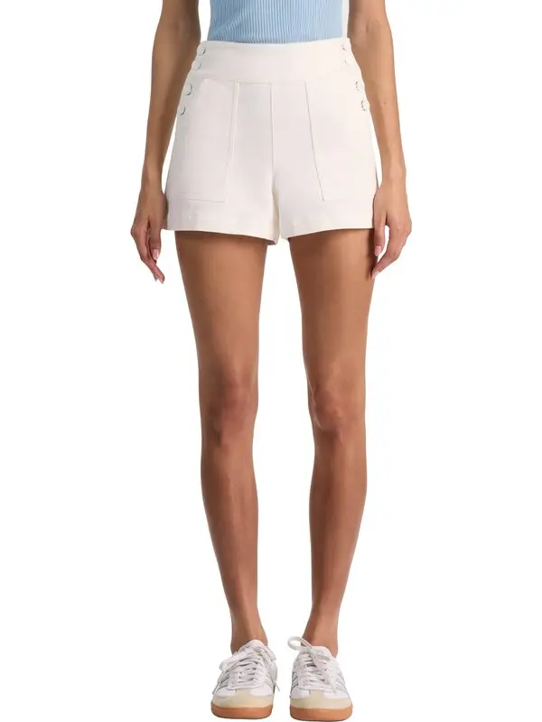 Alice + Olivia High Rise Button Detailed Denim Shorts - White