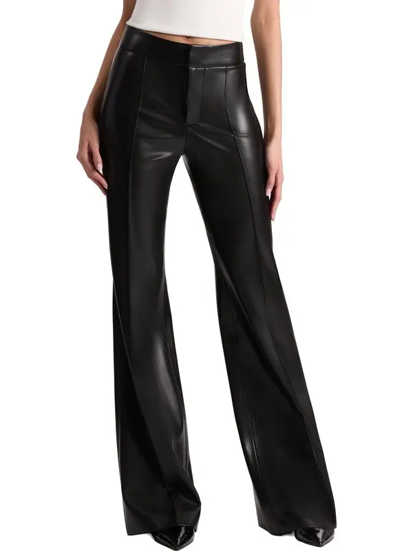 Alice + Olivia Dylan Vegan Leather Wide Leg Pants - Black