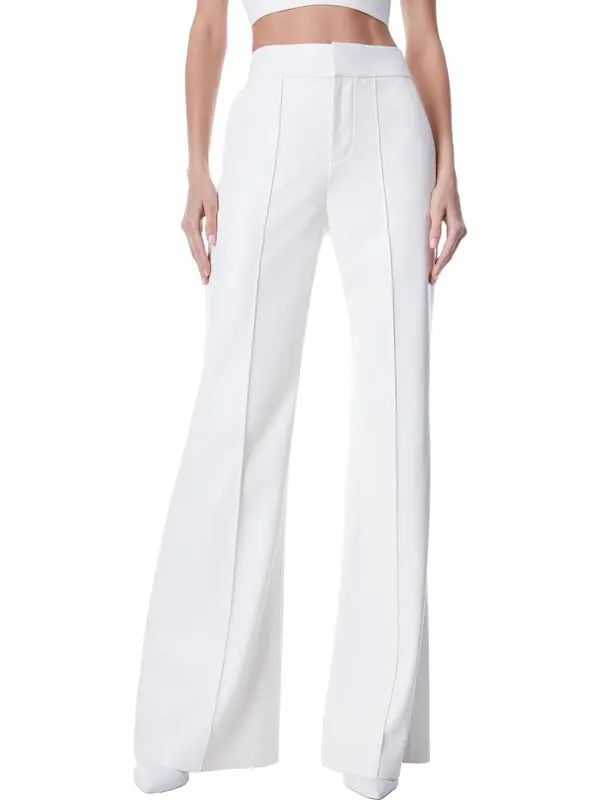 Alice + Olivia Dylan Vegan Leather Wide Leg Pants - Ecru