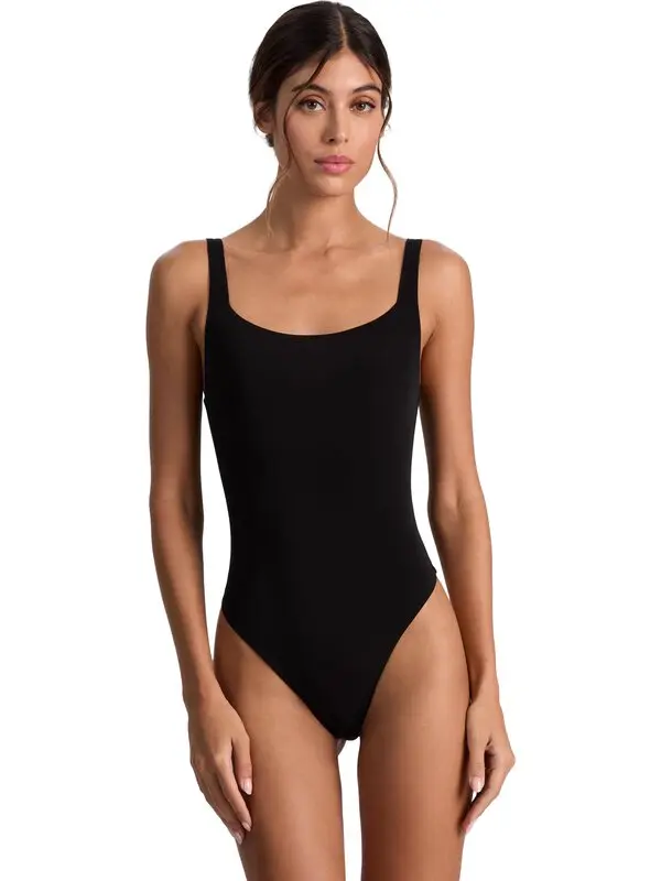 Alice + Olivia Annika Square Neck Bodysuit - Black