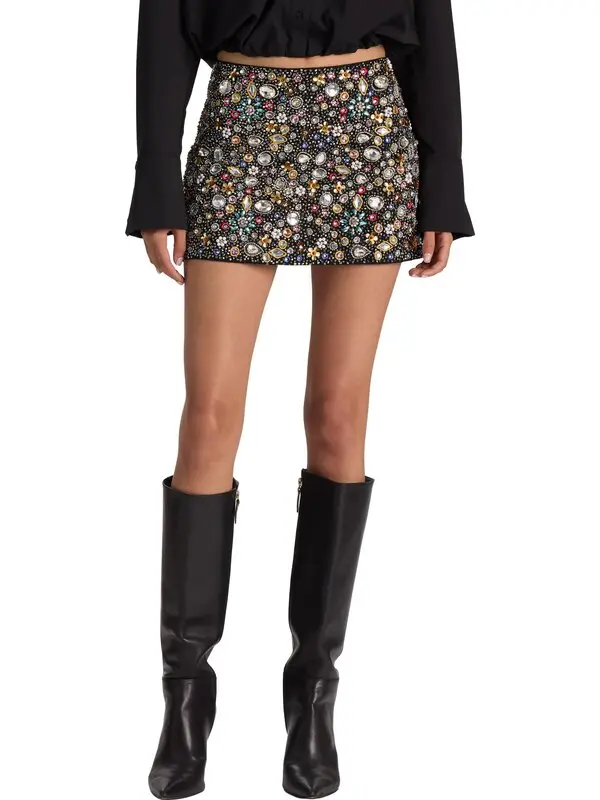 Alice + Olivia Embellished Mini Skirt - Black/multi