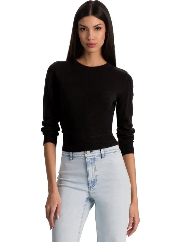 Alice + Olivia Carolann Cashmere Shrunken Pullover - Black