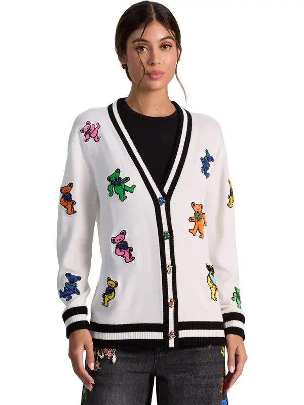 Alice + Olivia X Grateful Dead Bradford Wool Cardigan - Soft White Multi