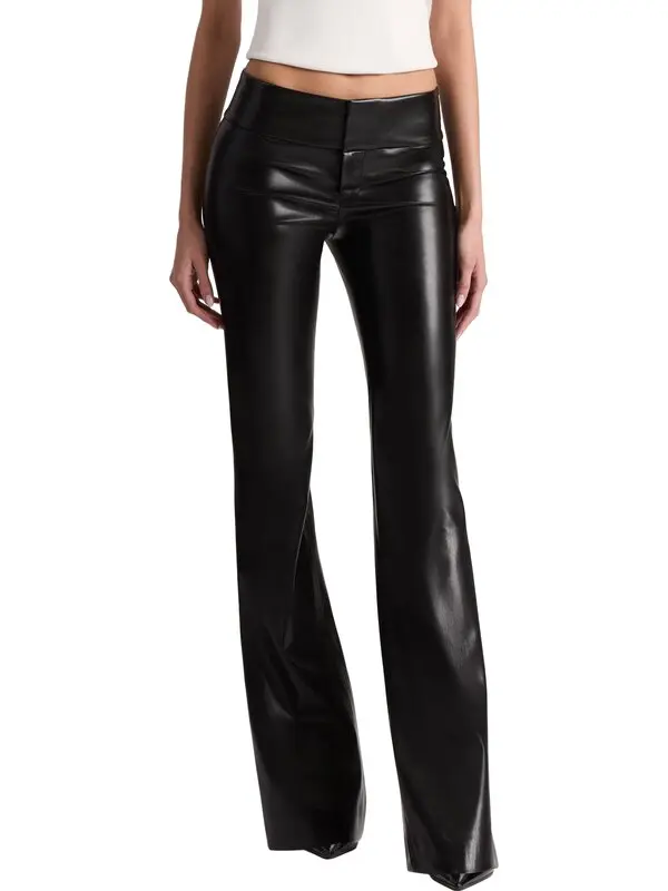 Alice + Olivia Vegan Leather Bootcut Pants - Black