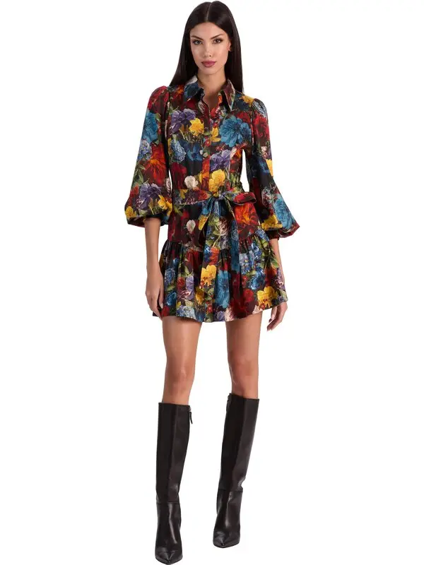 Alice + Olivia Lily Floral Mini Shirt Dress - Flourish Sm
