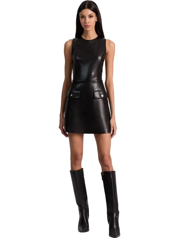 Alice + Olivia Marcella Vegan Mini Dress - Black