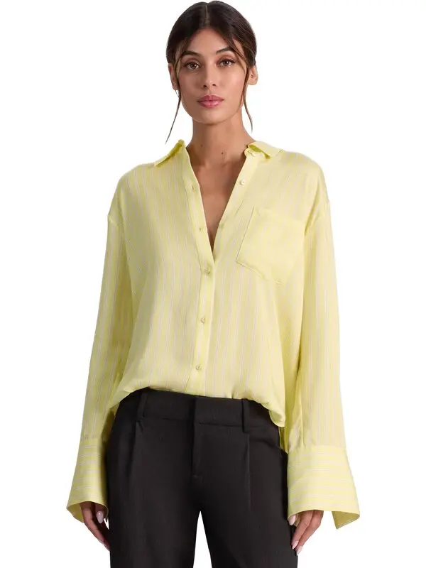 Alice + Olivia Finely Pinstriped Button Down Shirt - Crescendo Stripe