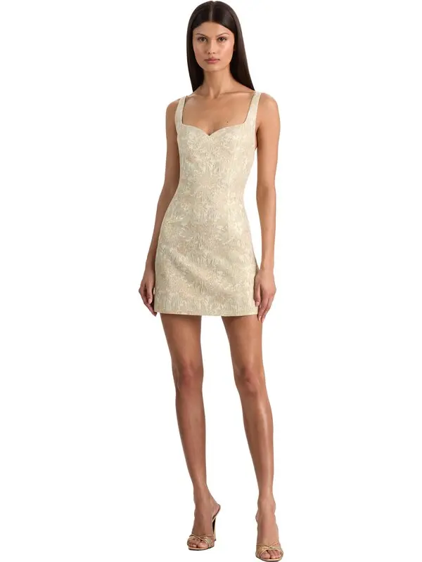 Alice + Olivia Eve Embroidered Mini Dress - Off White/sage