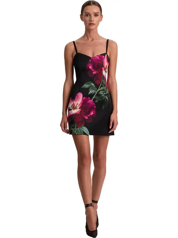 Alice + Olivia Nina Mini Dress With Floral Print - Empress Bloom Black