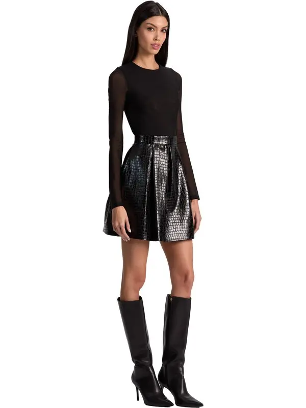 Alice + Olivia Chara Vegan Leather Mini Dress - Black
