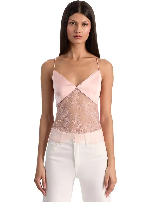Alice + Olivia Julietta Lace Tank - English Rose