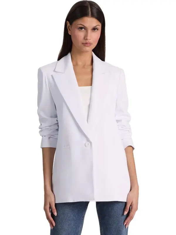 Alice + Olivia Denny Boyfriend Blazer With Floral Print - White