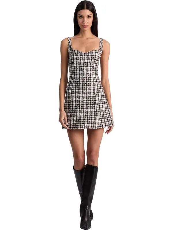 Alice + Olivia Eve Tweed Mini Dress - Black/off White