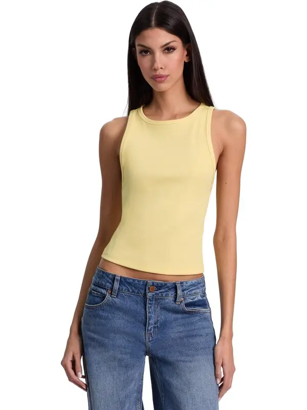 Alice + Olivia Allen Ribbed Tank Top With Kiss Print - Butter