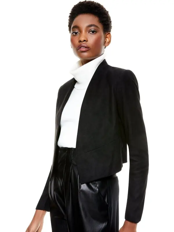 Alice + Olivia Harvey Suede Jacket - Black
