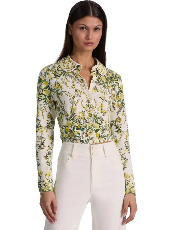 Alice + Olivia Carson Printed Cropped Cardigan - Fresh Air Butter