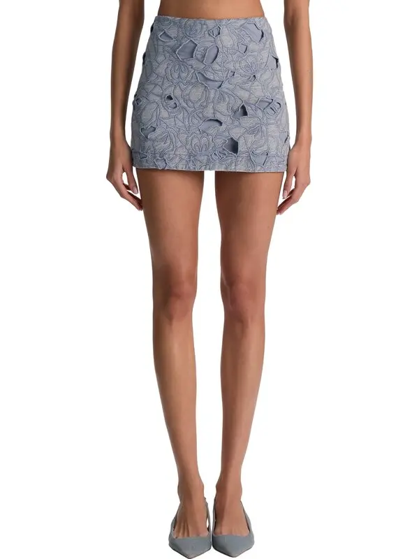Alice + Olivia Rubi Laser-cut Denim Mini Skirt - Rockstar Blue
