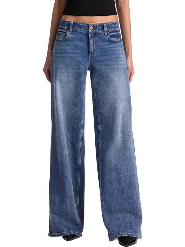Alice + Olivia Wide Leg Cotton Jeans - Brooklyn Blue