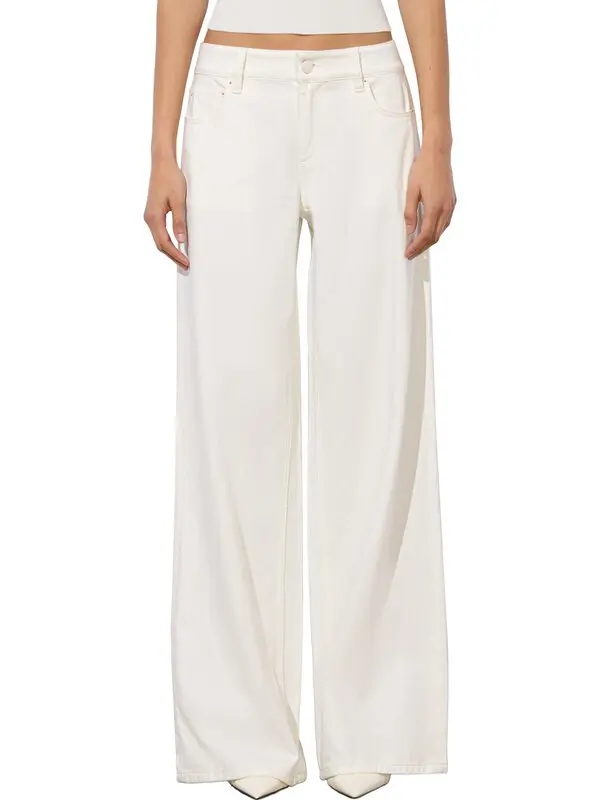 Alice + Olivia Wide Leg Cotton Jeans - Off White