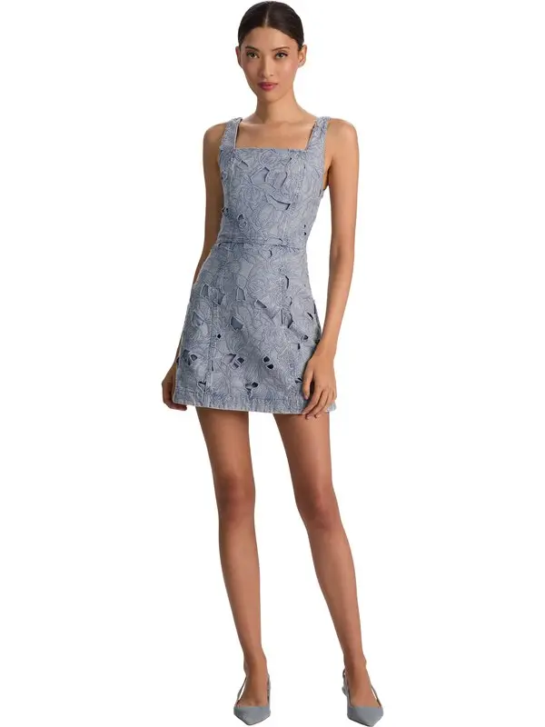 Alice + Olivia Maryann Laser-cut Denim Dress - Rockstar Blue