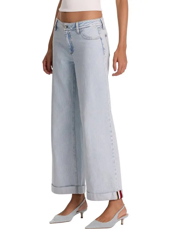 Alice + Olivia Duncan Baggy Cuffed Jeans - Darla Light Indigo