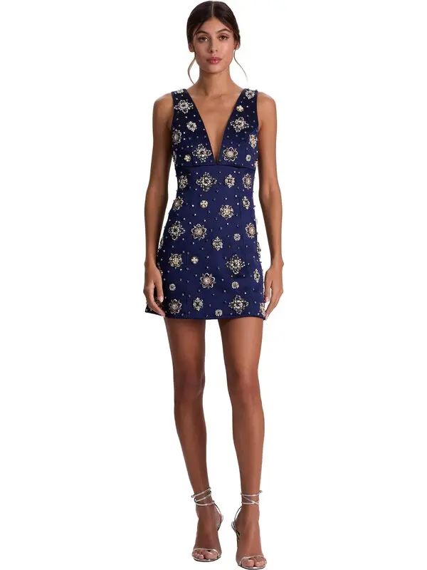 Alice + Olivia Mandy Embellished Mini Dress - Midnight Blue