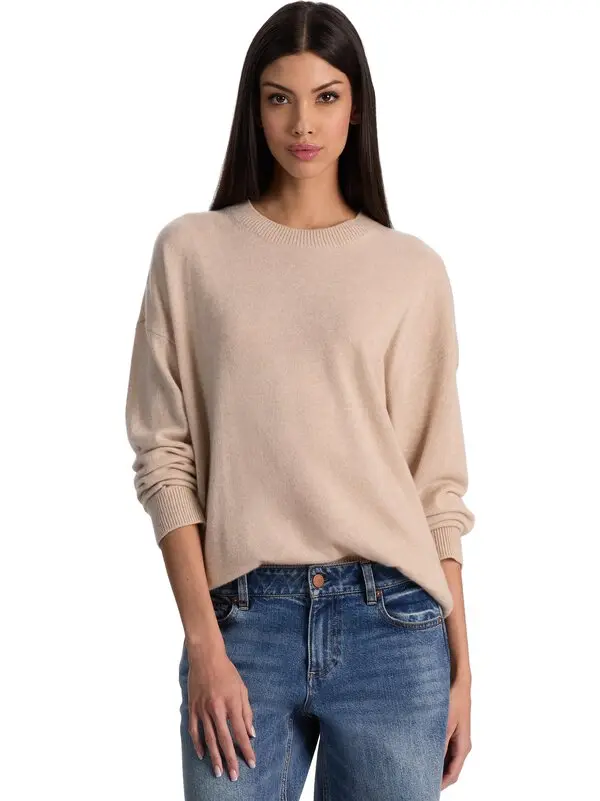 Alice + Olivia Laura Cashmere Crewneck Pullover - Oatmeal Heather