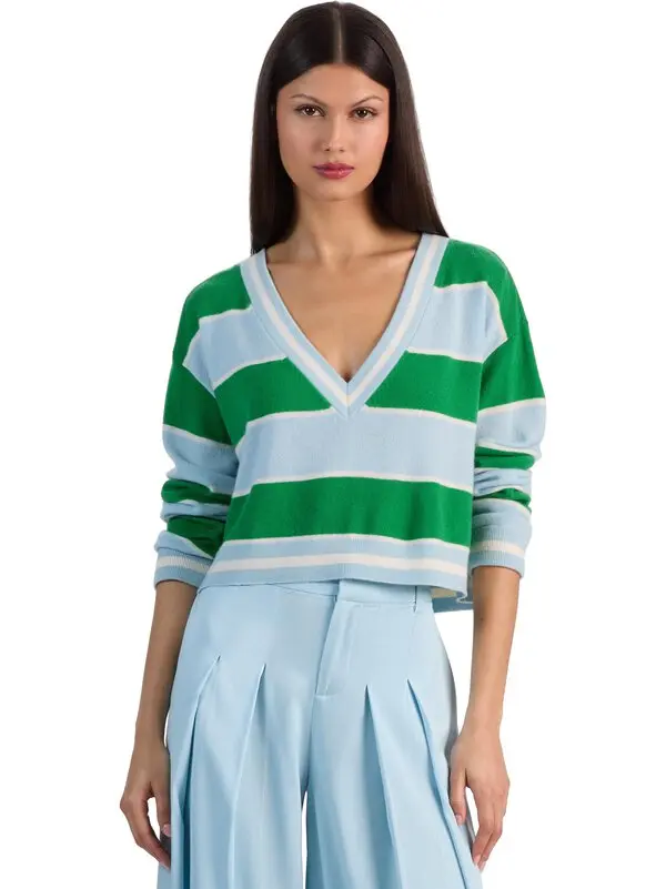 Alice + Olivia Ayden Cashmere Pullover - Hrlom Stripe Crolna Blu/grn Ap