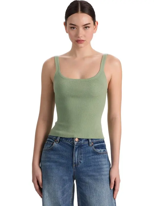 Alice + Olivia Shana Ribbed Wool Tank Top - Sage