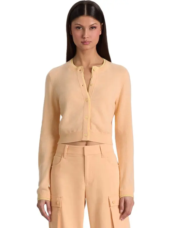 Alice + Olivia Dollie Two Tone Cashmere Cardigan - Light Peach/butter