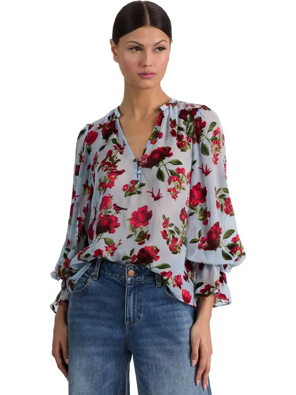 Alice + Olivia Moranne Blouse - American Beauty Carolina Blue