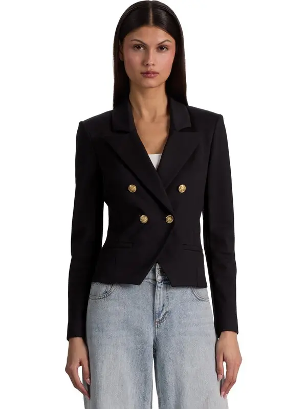 Alice + Olivia Sable Double Breasted Cropped Blazer - Black