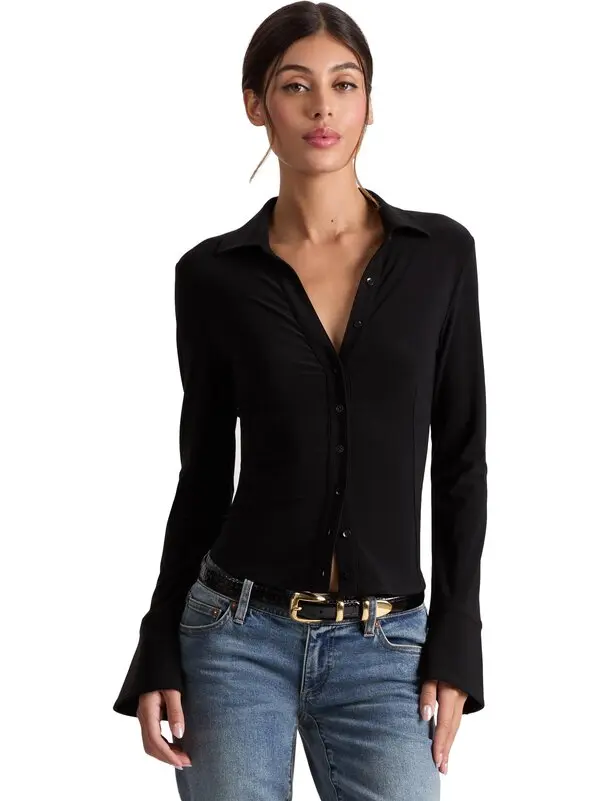 Alice + Olivia Freya Button-down Top - Black