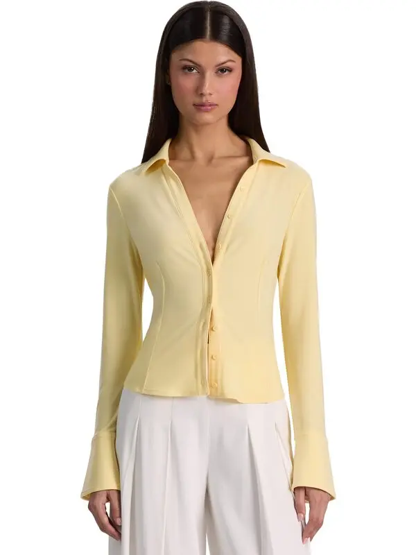 Alice + Olivia Freya Button-down Top - Butter
