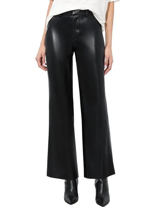 Alice + Olivia Alexander Vegan Leather Tailored Trousers - Black