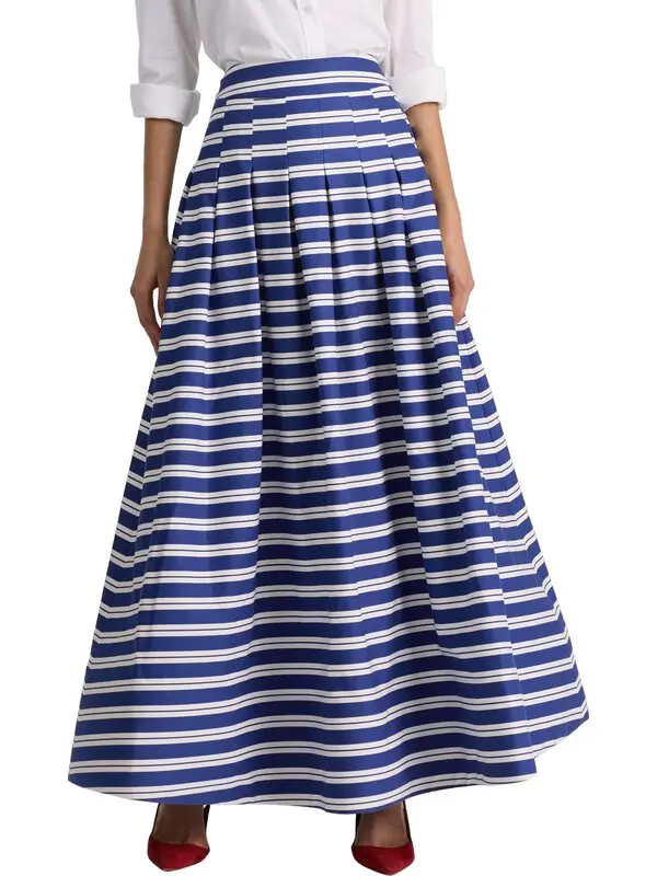 Alice + Olivia Hana Maxi Skirt - Metro Stripe Twilight Blue