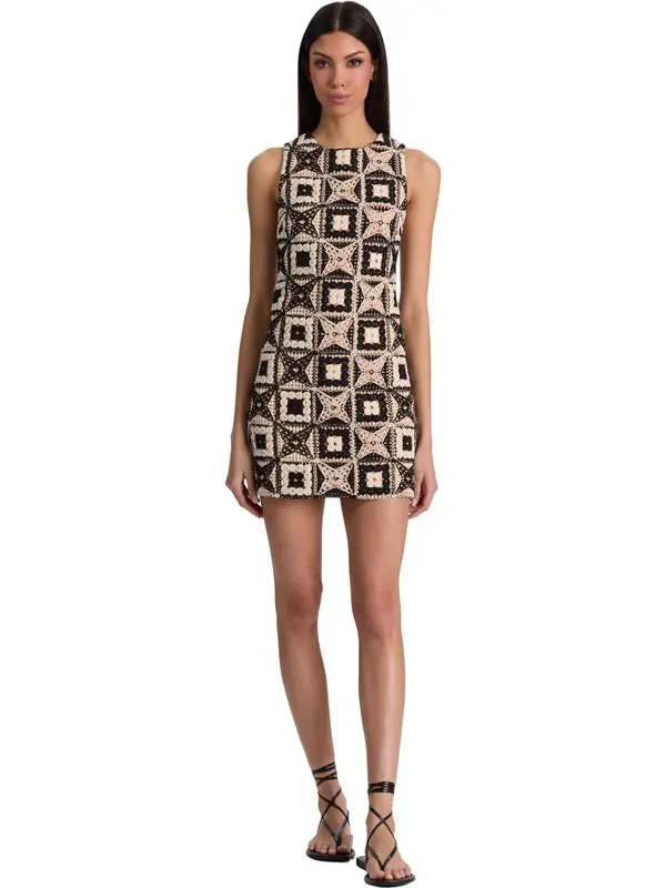 Alice + Olivia Clyde Crochet Mini Dress - Black/multi