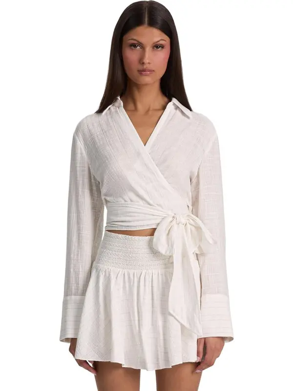 Alice + Olivia Hannon Wrap Top - Off White