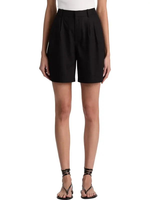 Alice + Olivia Conry Linen Bermuda Shorts - Black