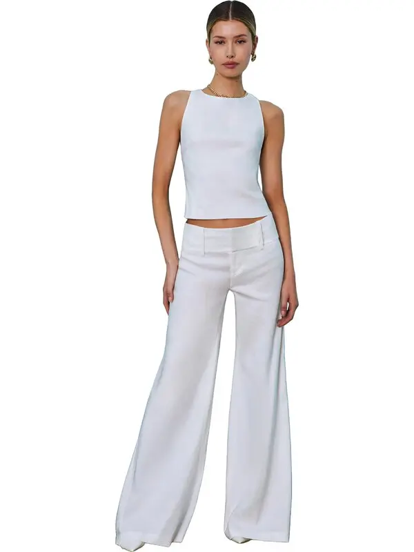 Alice + Olivia Yvette Linen Boat Neck Tank - Off White