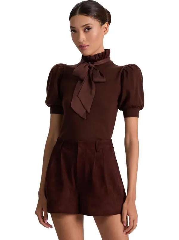 Alice + Olivia Chase Puff Sleeve Sweater - Dark Chocolate