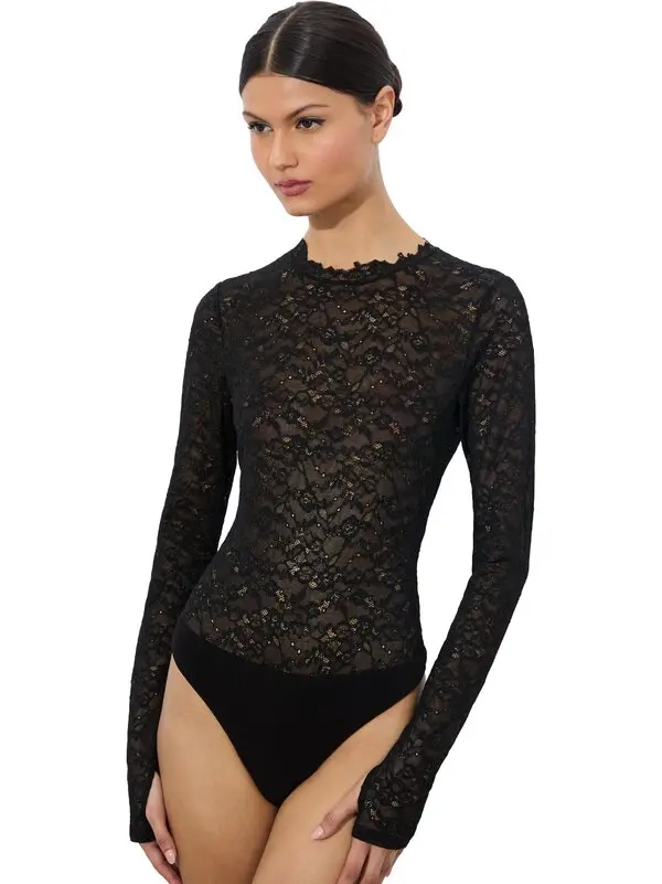 Alice + Olivia Taeyn Lace Bodysuit - Black