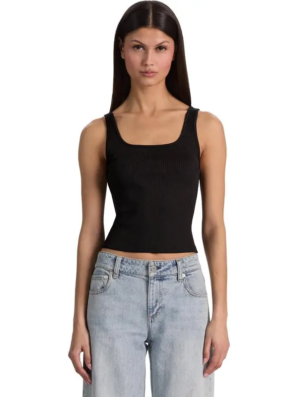 Alice + Olivia Daryn Ribbed Tank - Black